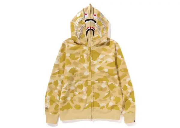 BAPE Camo Double Shark Full Zip Hoodie - Yellow