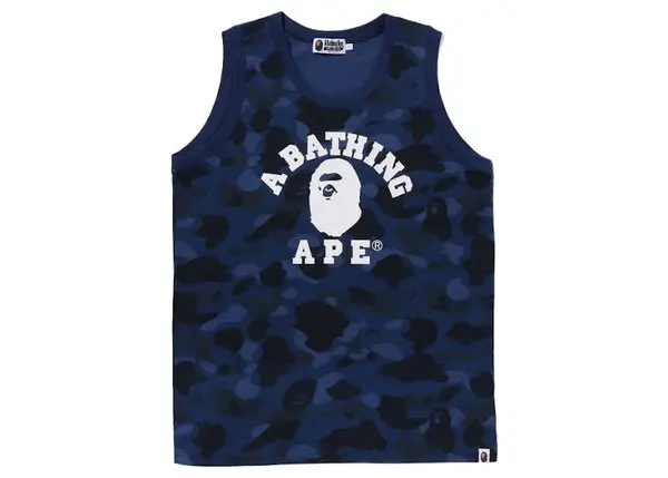 BAPE Camo College Tank Top - Navy Blue