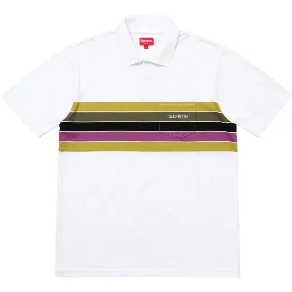 Supreme Chest Stripes Polo Shirt - White