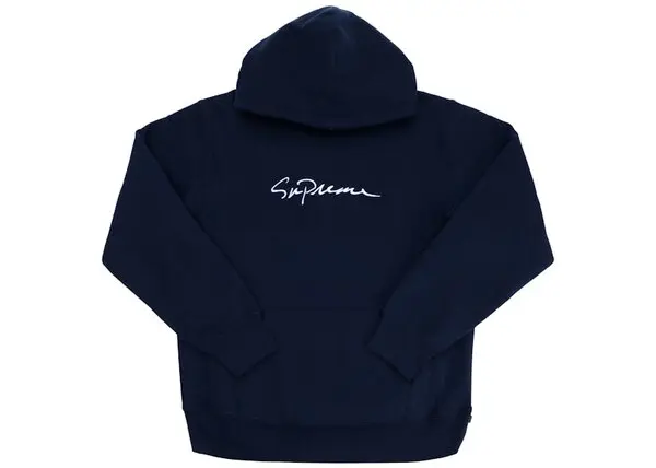 Supreme Classic Script Hooded Sweatshirt - Navy Blue