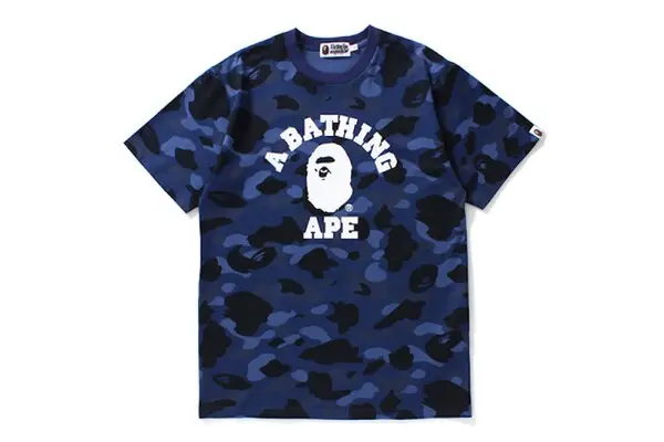 BAPE Camo College Tee Shirt - Navy Blue