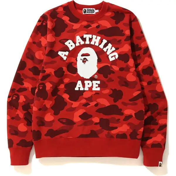 BAPE Camo College Crewneck Sweatshirt - Red