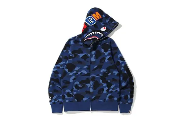 BAPE Camo Detachable Shark Full Zip Hoodie - Blue
