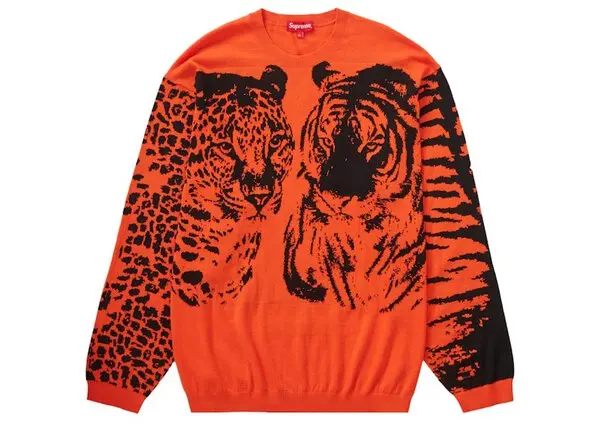 Supreme Big Cats Jacquard Long Sleeve Top - Orange
