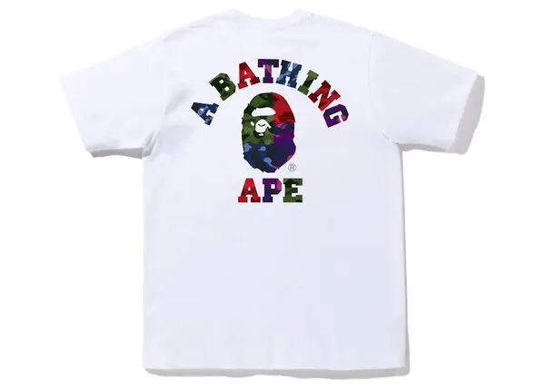 BAPE Camo Crazy College Ats Tee Shirt - White