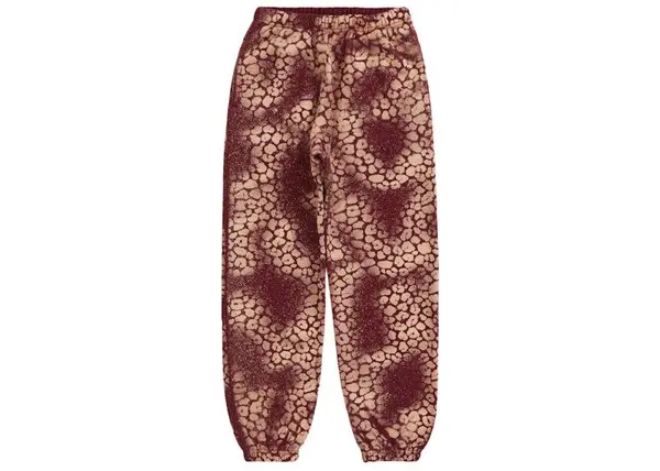 Supreme Bleached Leopard Sweatpant - Cardinal