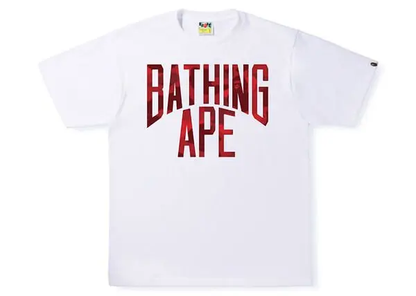 BAPE Camo Nyc Logo Tee Shirt - White Red