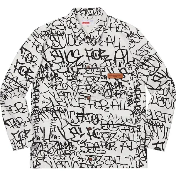 Supreme X Comme Des Garcons Shirt Printed Chore Coat - White