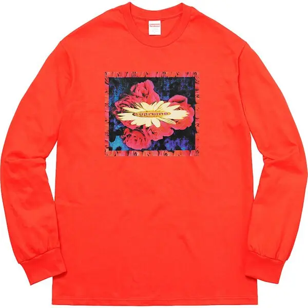 Supreme Bloom Long Sleeve Tee Shirt - Bright Orange