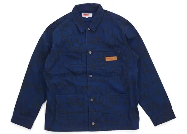 Supreme Comme Des Garcons Shirt Printed Chore Coat - Navy Blue