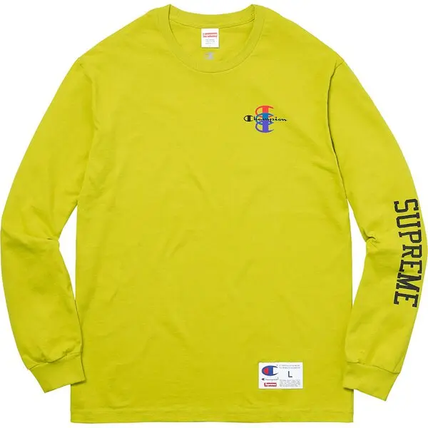 Supreme Champion Stacked C Long Sleeve Tee Shirt - Bright Green