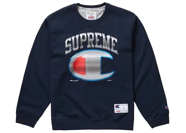 Supreme Champion Chrome Crewneck Sweatshirt - Navy Blue