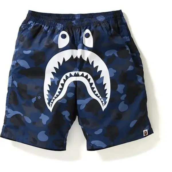BAPE Camo Shark Beach Shorts - Navy Blue