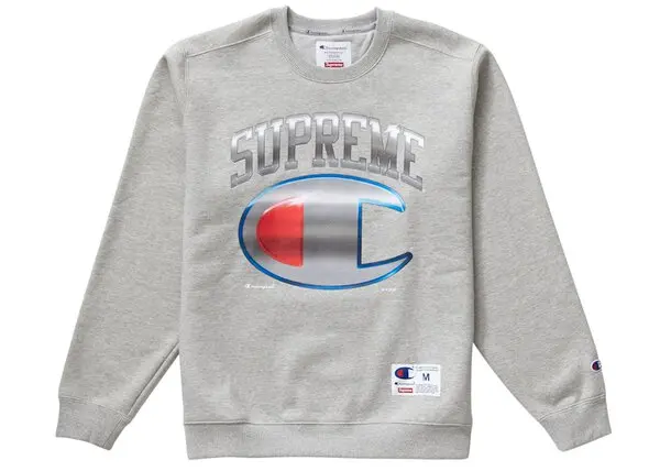 Supreme Champion Chrome Crewneck Sweatshirt - Heather Grey