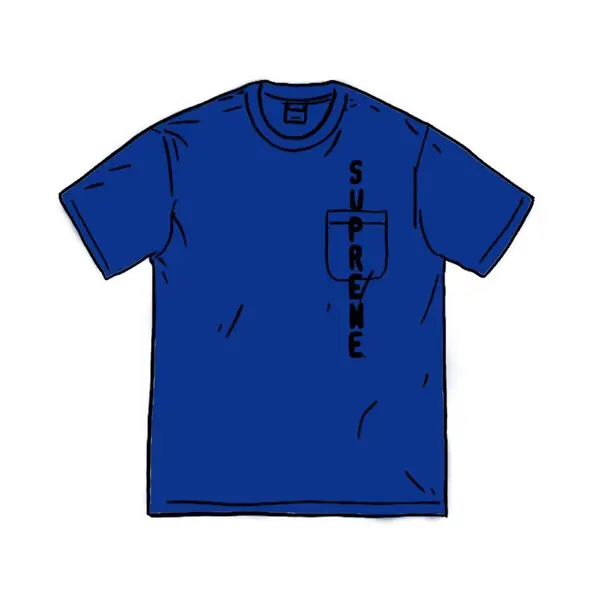 Supreme Contrast Stitch Pocket Tee Shirt - Light Royal