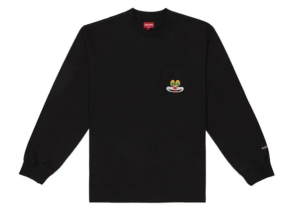 Supreme Cat Long Sleeve Pocket Tee Shirt - Black