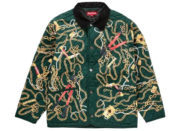 Supreme Chains Quilted Jacket - Dark Green