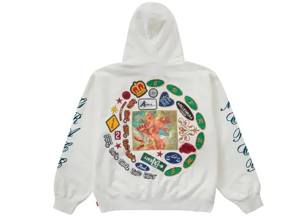 Supreme Patches Spiral Hooded Sweatshirt - White