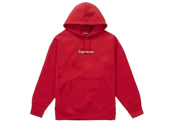 Supreme Swarovski Box Logo Hooded Sweatshirt - Red