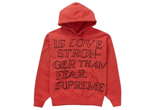 Supreme Stronger Than Fear Hooded Sweatshirt - Burnt Red