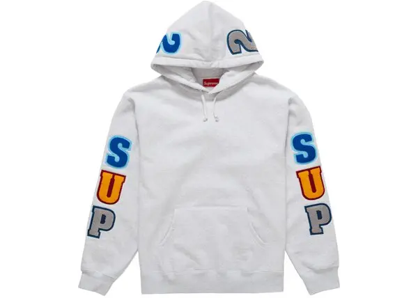 Supreme Team Chenille Hooded Sweatshirt - Ash Grey