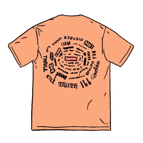 Supreme Spiral Tee Shirt - Peach