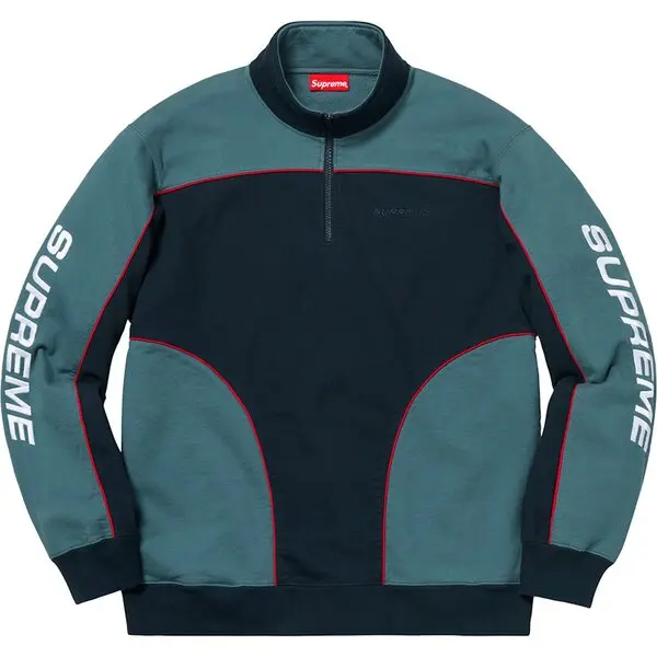 Supreme Speedway Half Zip Sweatshirt - Navy Blue/dark Teal