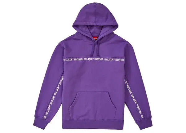 Supreme Text Stripe Hooded Sweatshirt - Violet