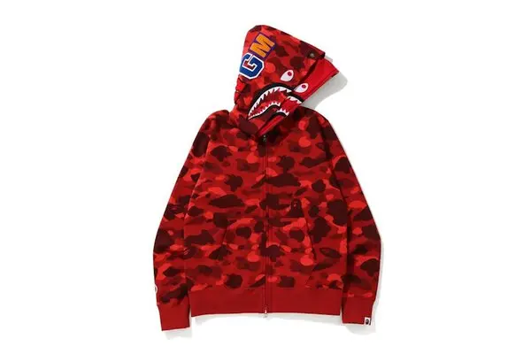 BAPE Camo Shark Full Zip Hoodie - Red
