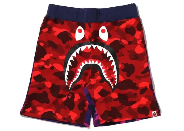 BAPE Camo Shark Sweat Shorts - Red