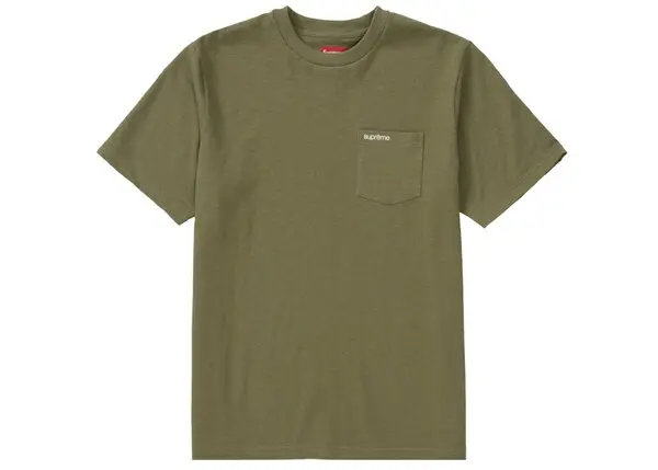Supreme Short Sleeve Pocket Tee Shirt - Light Olive