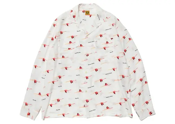HUMAN MADE Flamingo Open Collar Long Sleeve Shirt