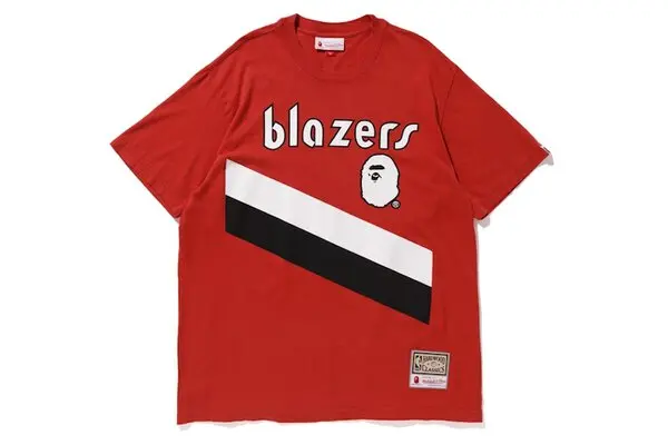 BAPE X Mitchell & Ness Blazers Tee Shirt - Burgundy