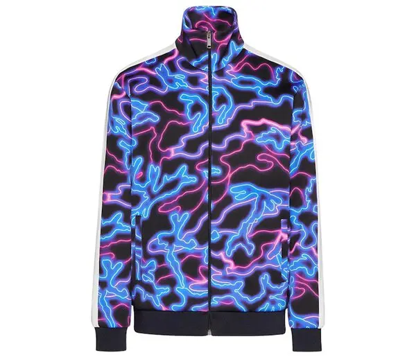 Valentino Garavani All Over Neon Camou Print Zip Sweatshirt