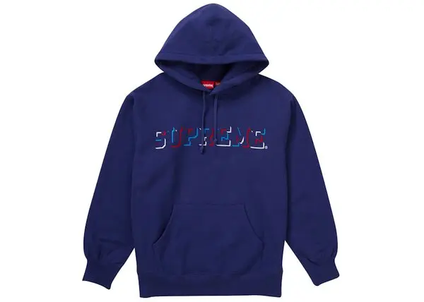 Supreme Drop Shadow Hooded Sweatshirt - Washed Navy Blue