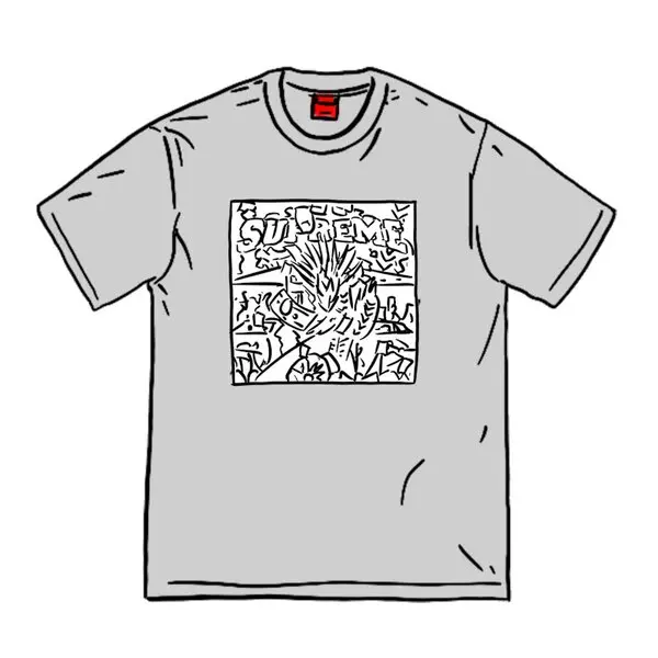Supreme Dragon Tee Shirt - Heather Grey