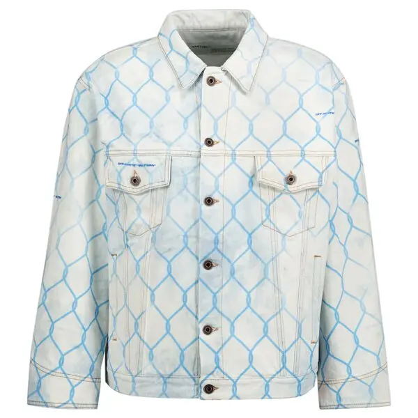 Off-White Oversized Printed Denim Jacket - Bleach Light Blue