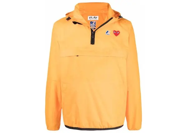 Play Comme Des Garcon X K-way Half Zip Packable Jacket - Orange