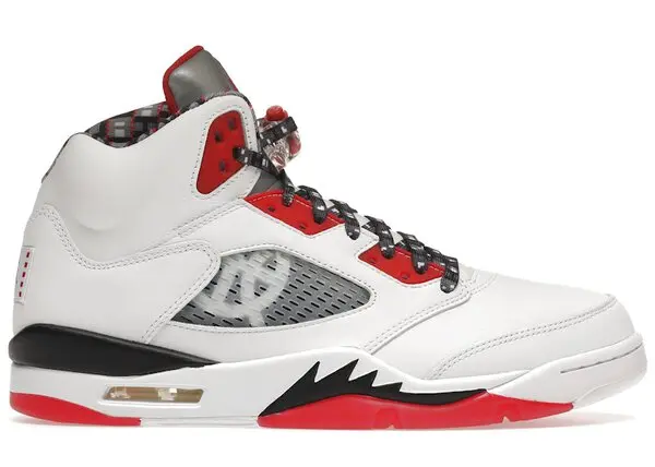 JORDAN 5 Retro Quai 54 - White/university Red/black