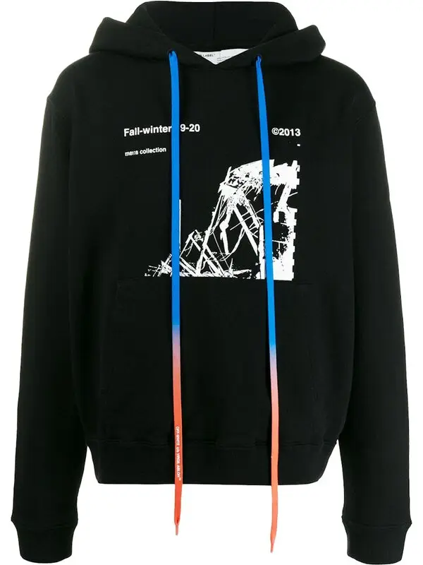 Off-White Ruined Factory Hoodie - Black/white/green