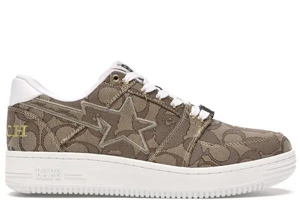BAPE A Bathing Ape Sta Low Coachin Sneakers - Beige/white