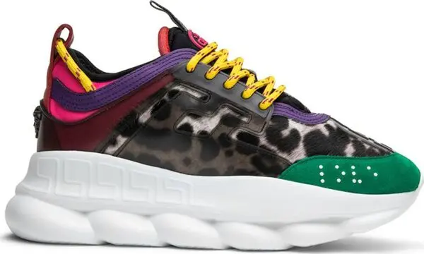 Versace Chain Reaction 2 Chainz Leopard Sneakers - Multi/color/grey