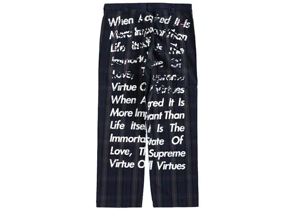 Supreme Junya Watanabe Cdg Printed Work Pant - Navy Blue Plaid