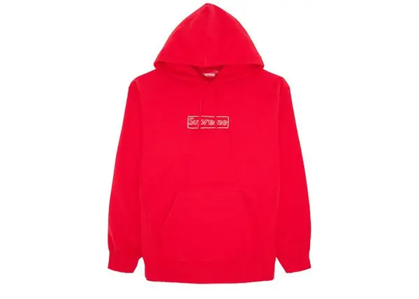 Supreme Kaws Chalk Logo Hooded Sweatshirt - Red