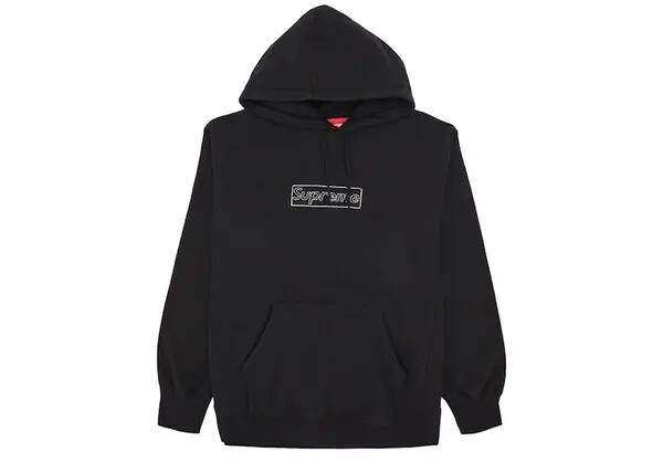 Supreme Kaws Chalk Logo Hooded Sweatshirt - Black