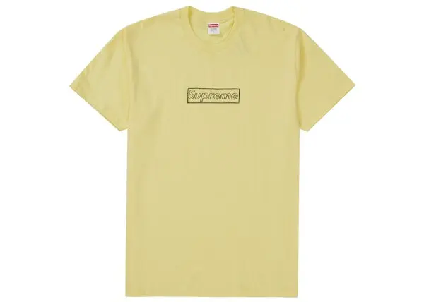 Supreme Kaws Chalk Logo Tee Shirt - Pale Yellow