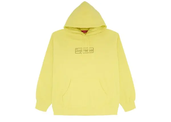 Supreme Kaws Chalk Logo Hooded Sweatshirt - Light Lemon