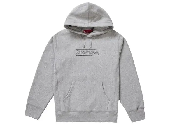 Supreme Kaws Chalk Logo Hooded Sweatshirt - Heather Grey