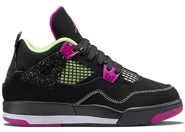 JORDAN 4 Retro Sneakers - Black/liquid Lime/white
