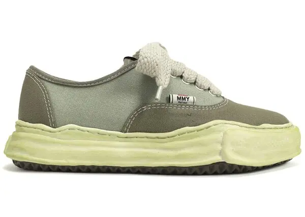 Mihara Yasuhiro Baker Og Sole Over Dyed Canvas Lowin Sneakers - Green/cream